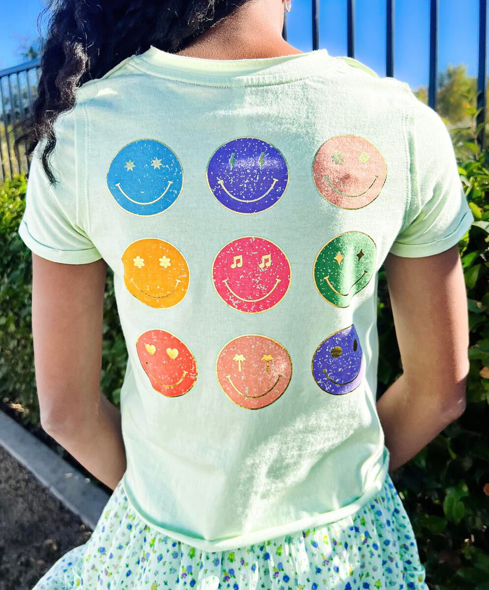 Sweet Soul Happiness Front Back Happy Face Tween Graphic Tee – Baby Biz